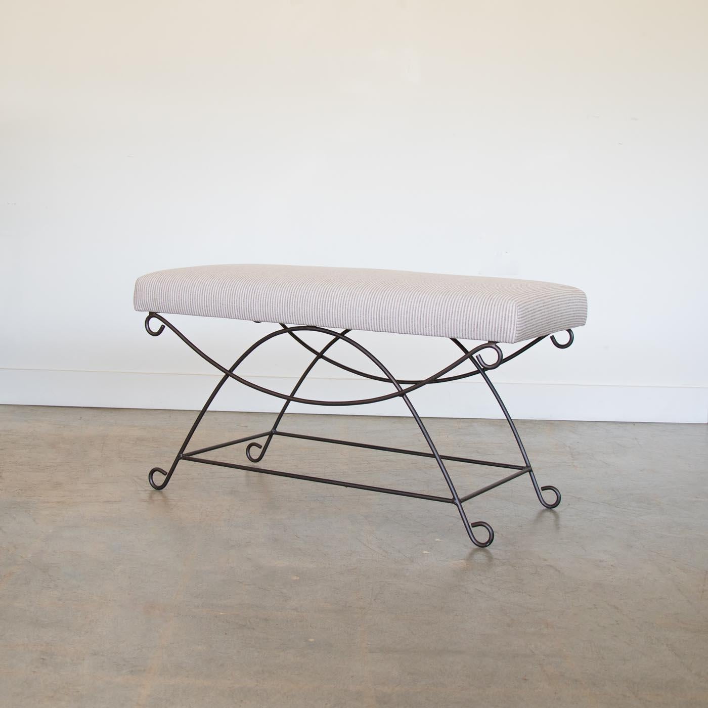 Panoplie Iron Loop Bench, Brown Stripe For Sale at 1stDibs