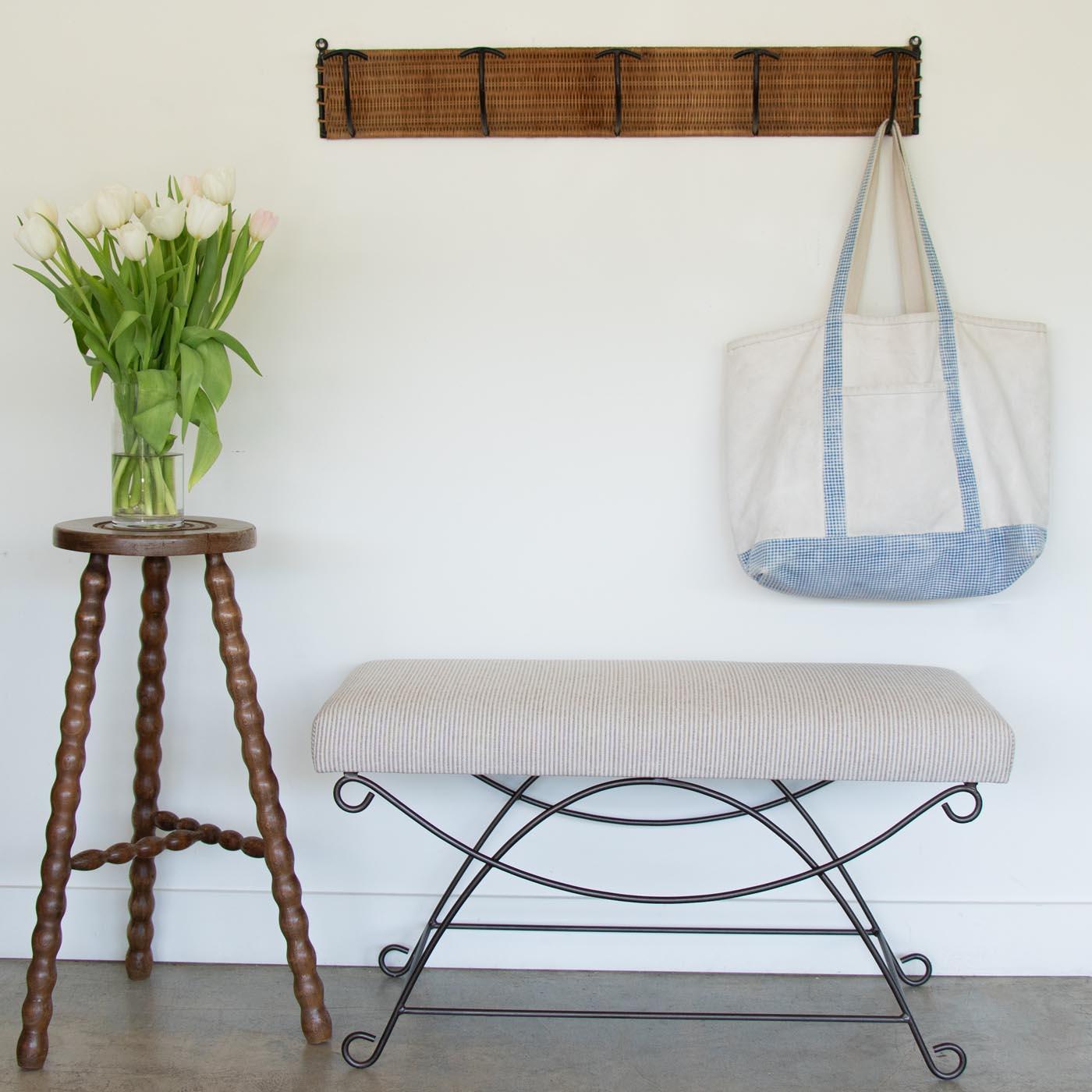 Panoplie Iron Loop Bench, Brown Stripe For Sale at 1stDibs