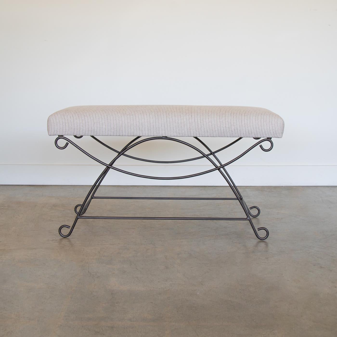 Panoplie Iron Loop Bench, Brown Stripe For Sale at 1stDibs