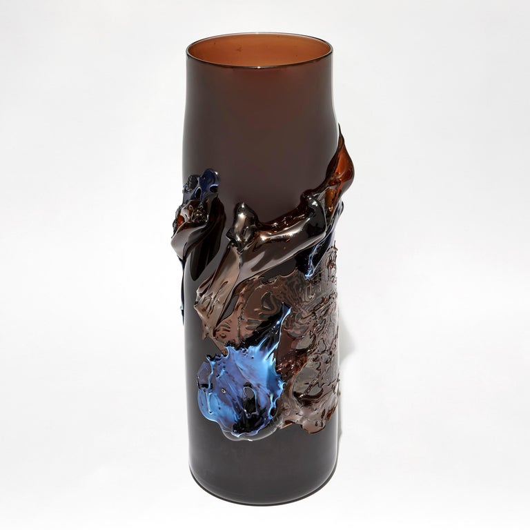 Panorama in Dark Amber, a Sculptural hand blown Glass Vase by Bethany ...