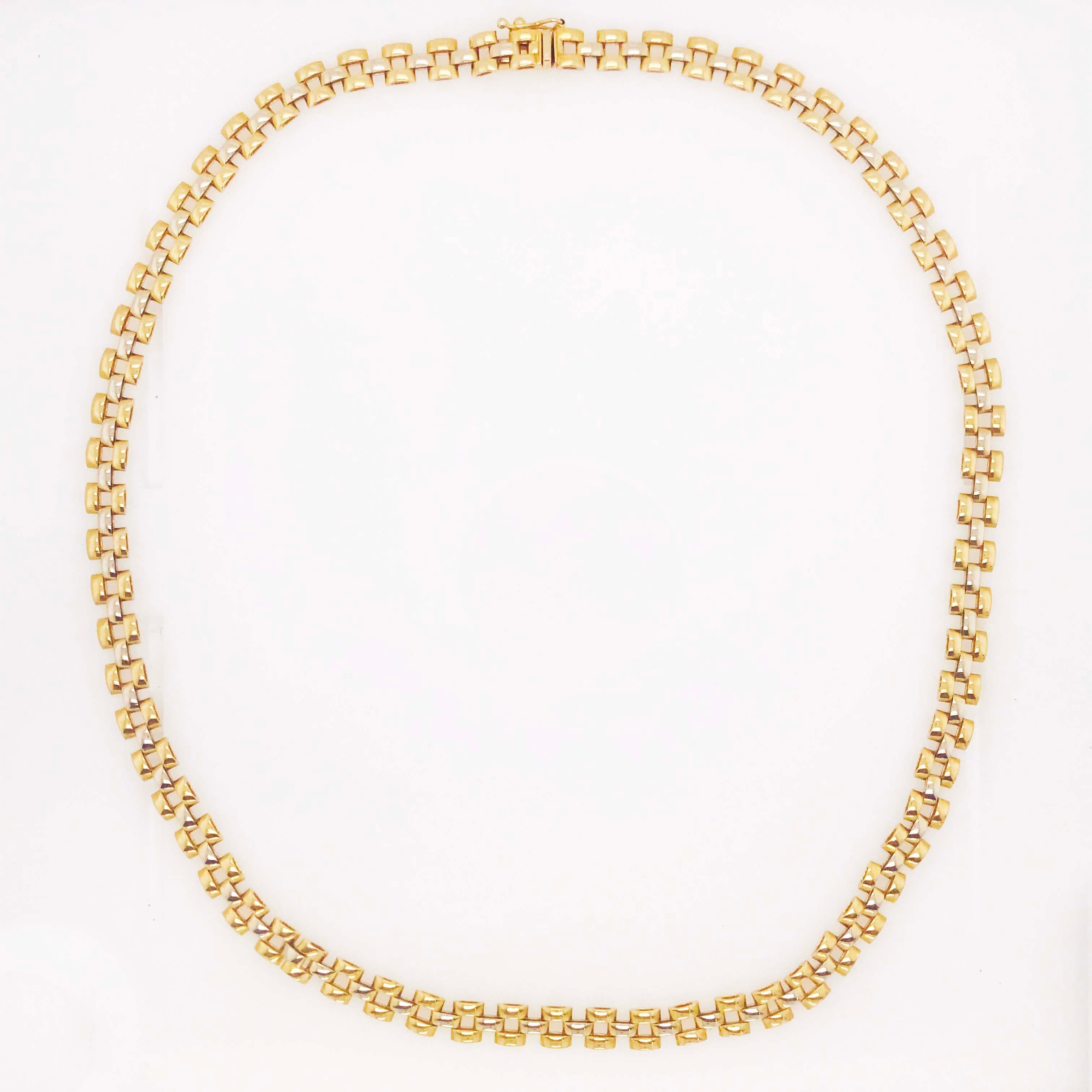 Panther Chain Necklace, Panther Chain 14 Karat Yellow Gold and White ...