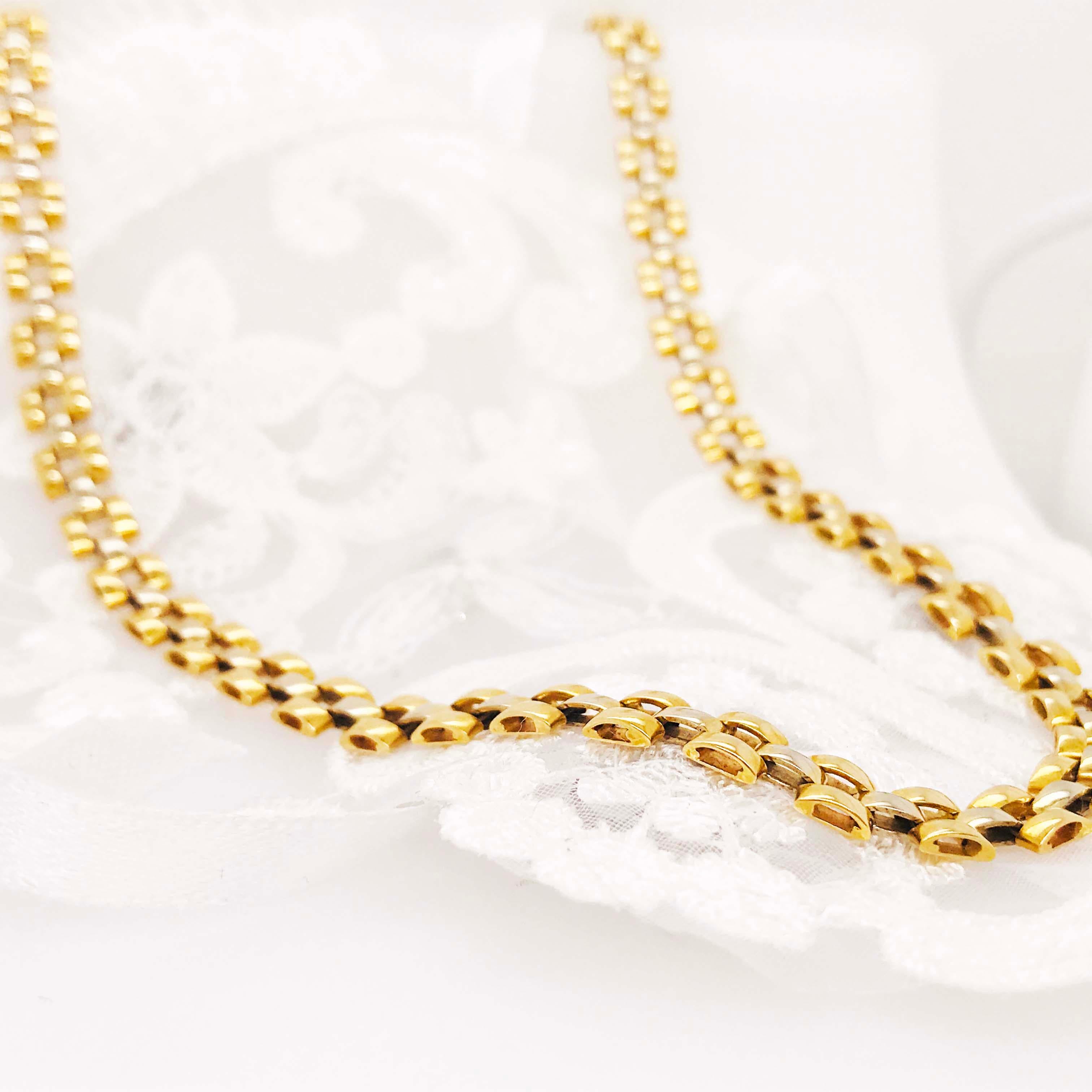 Panther Chain Necklace, Panther Chain 14 Karat Yellow Gold and White ...