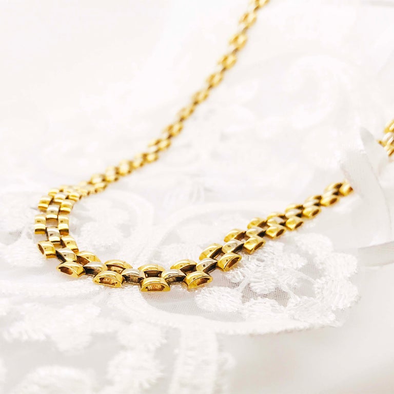 Panther Chain Necklace, Panther Chain 14 Karat Yellow Gold and White ...