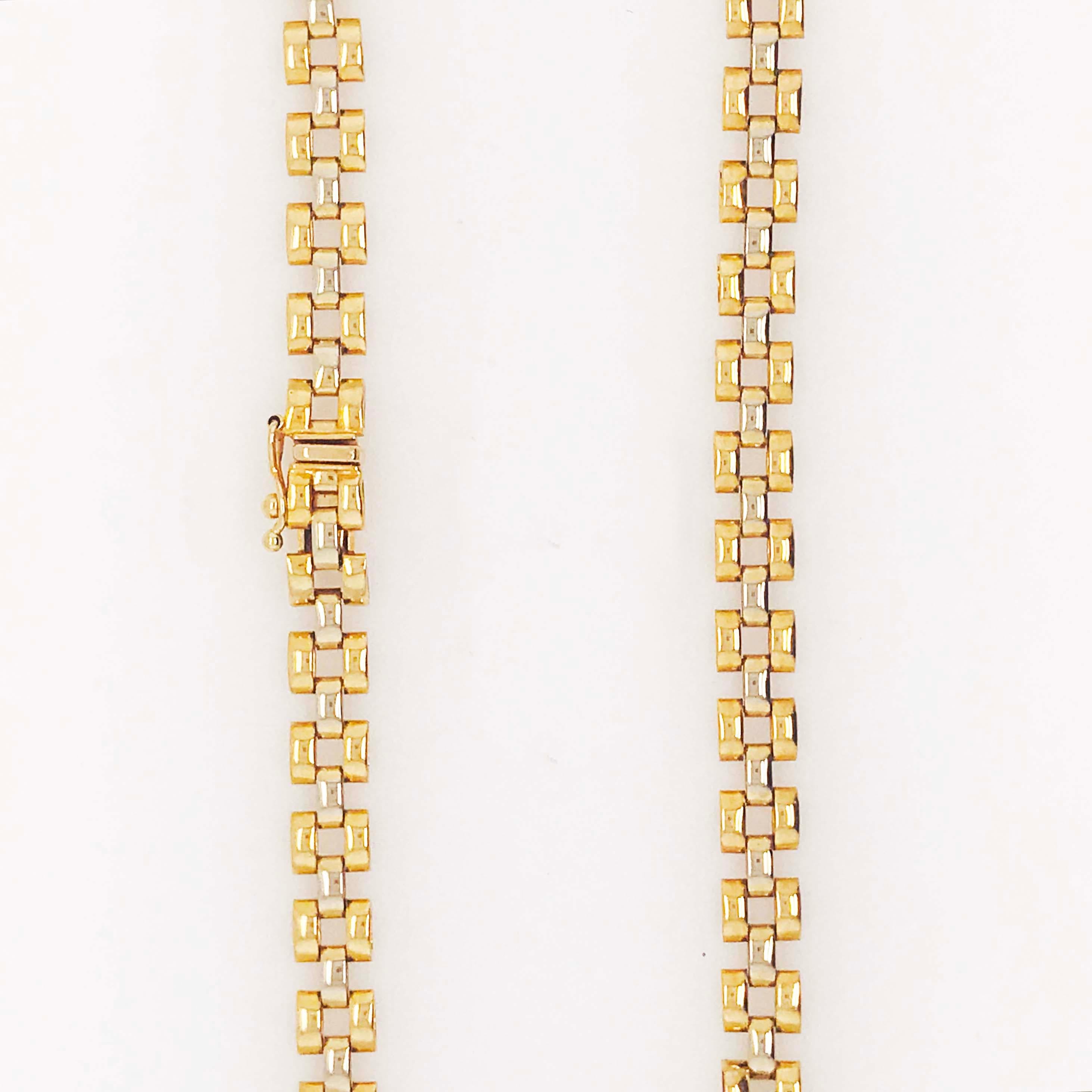 Panther Chain Necklace, Panther Chain 14 Karat Yellow Gold and White ...