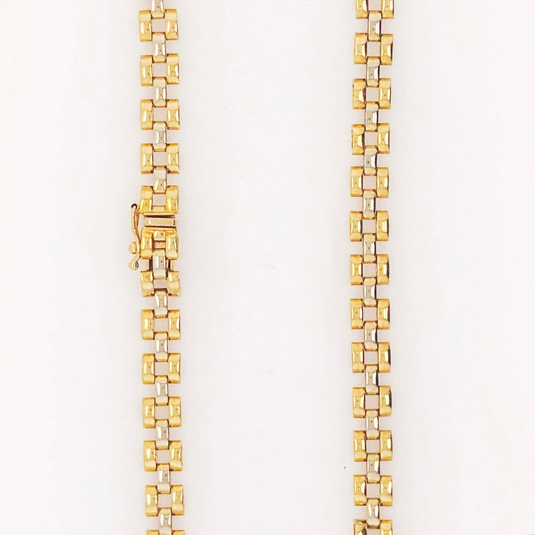 Panther Chain Necklace, Panther Chain 14 Karat Yellow Gold and White ...