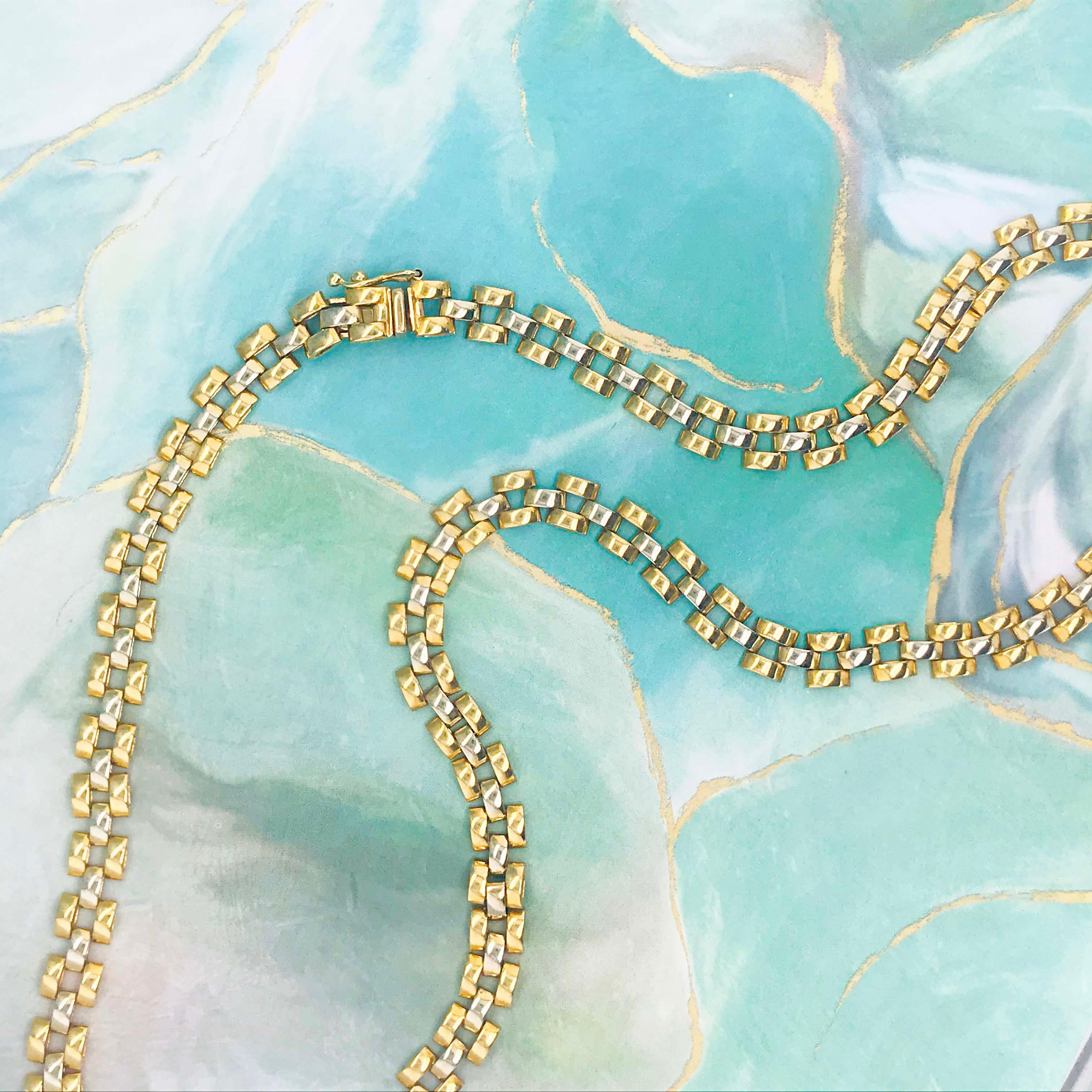 Panther Chain Necklace, Panther Chain 14 Karat Yellow Gold and White ...