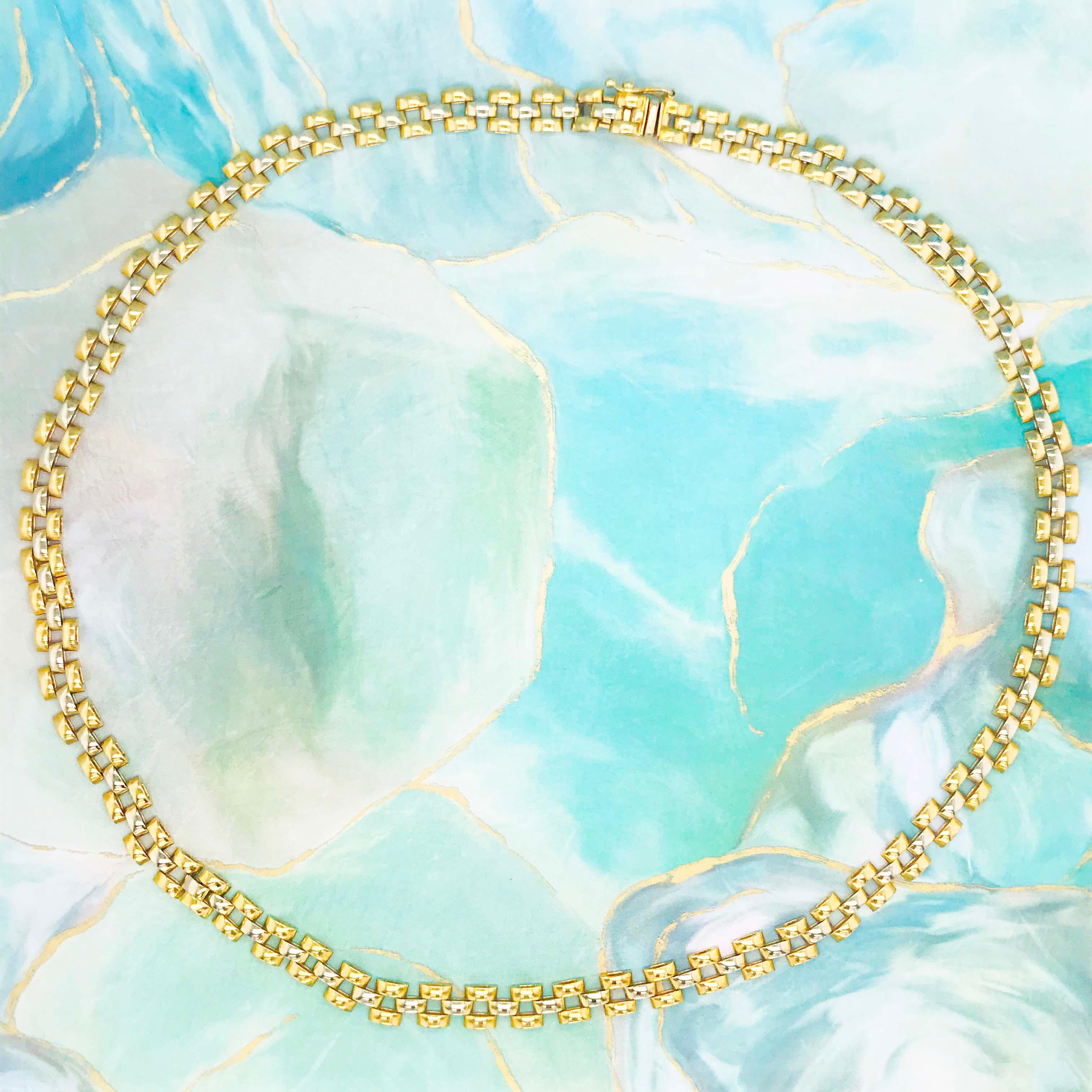 Panther Chain Necklace, Panther Chain 14 Karat Yellow Gold and White ...