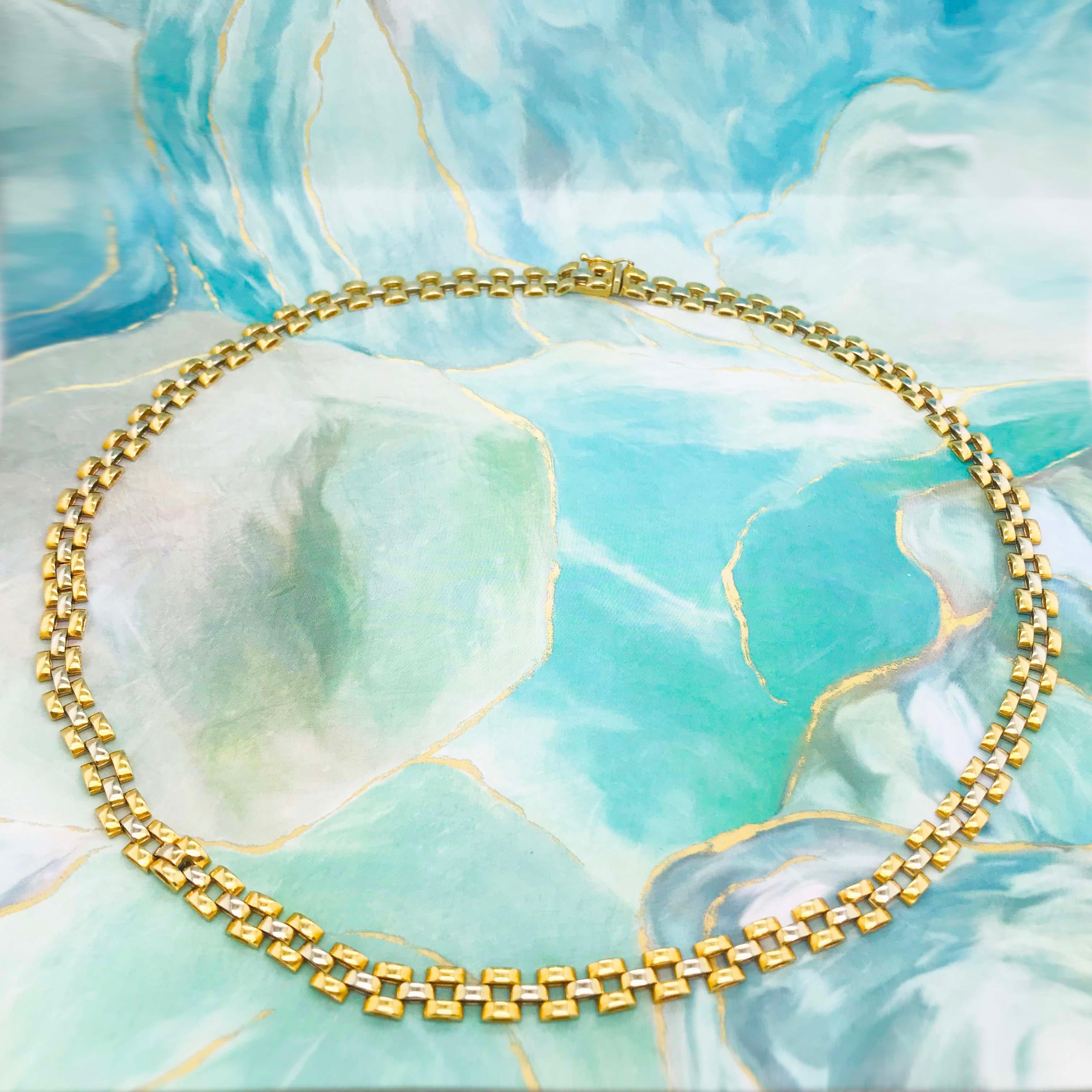 Panther Chain Necklace, Panther Chain 14 Karat Yellow Gold and White ...