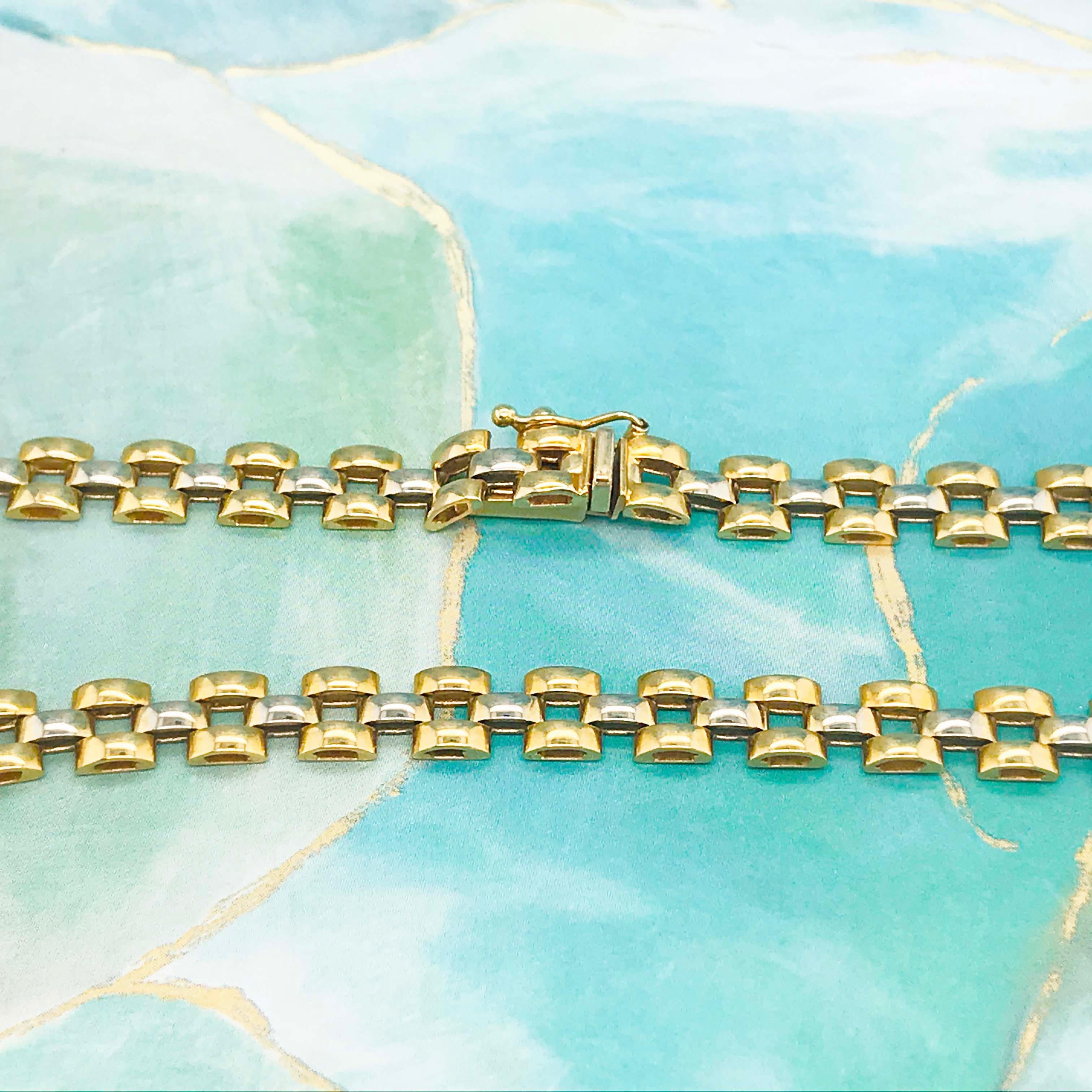 Panther Chain Necklace, Panther Chain 14 Karat Yellow Gold and White ...