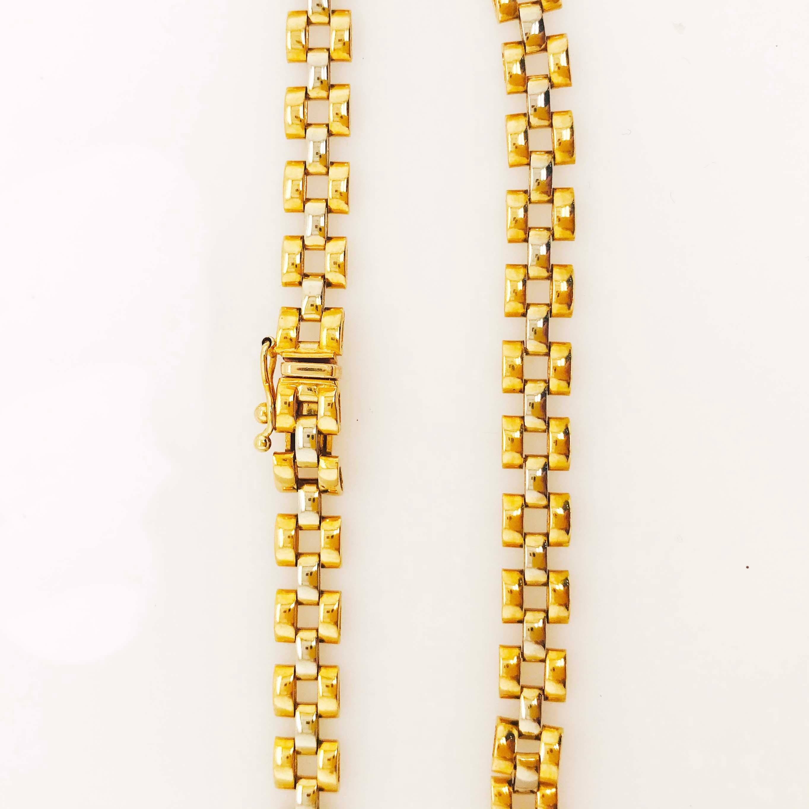 Panther Chain Necklace, Panther Chain 14 Karat Yellow Gold and White ...