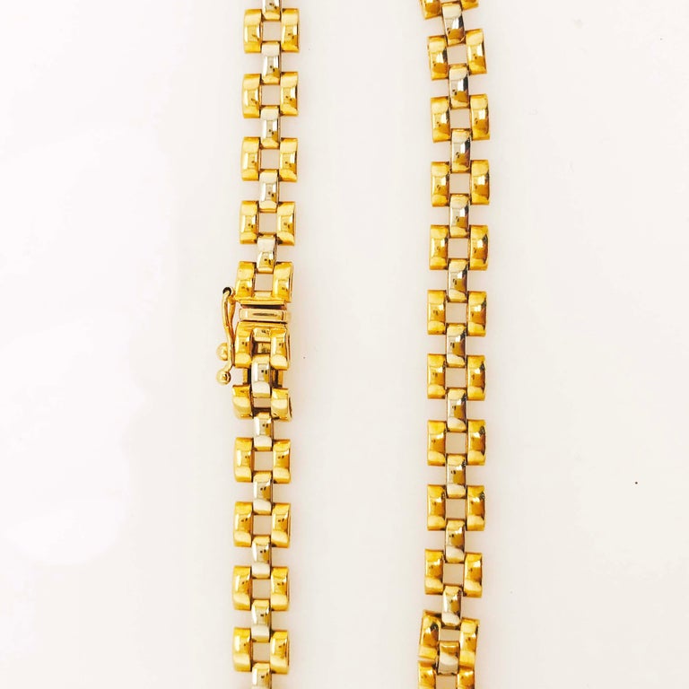 Panther Chain Necklace, Panther Chain 14 Karat Yellow Gold and White ...