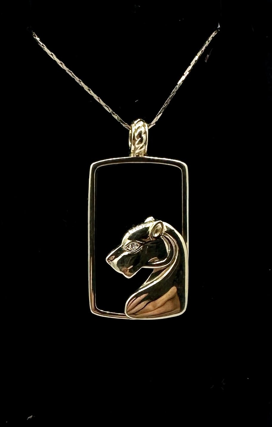 Panther Diamond Onyx Pendant Necklace 14 Karat Gold Cartier Style Lion ...