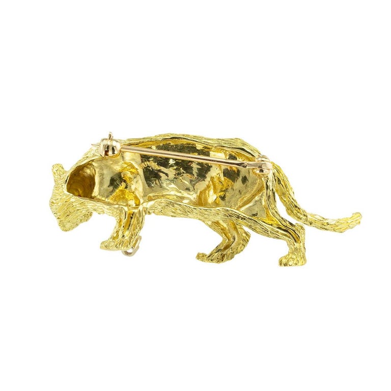 Panther Yellow Gold Brooch For Sale at 1stDibs