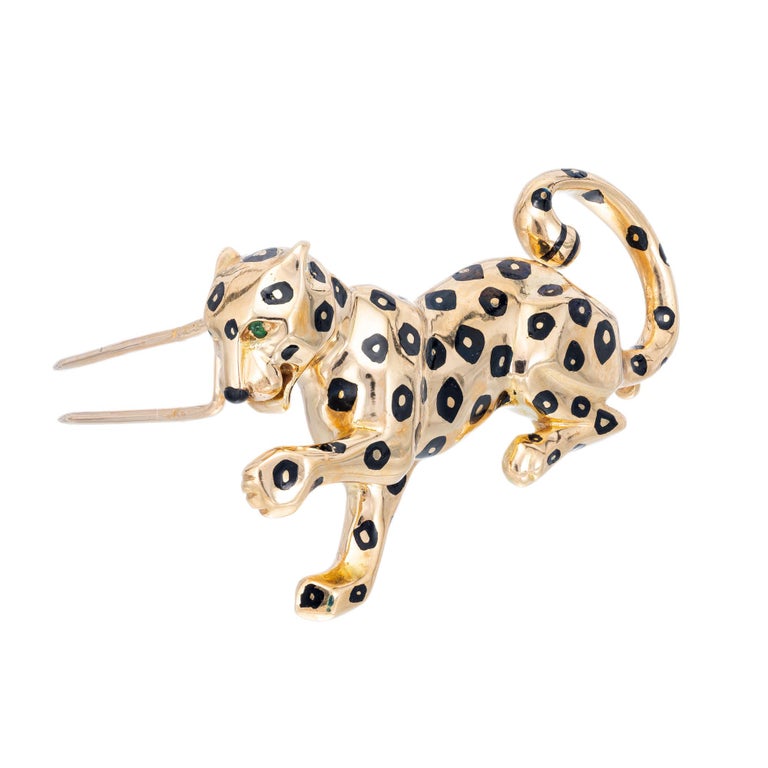 Panthere de Cartier .03 Carat Emerald Yellow Gold Brooch at 1stDibs ...