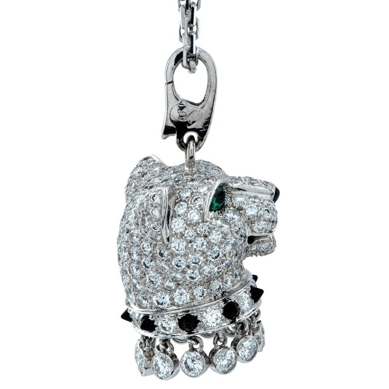 Panthere de Cartier Diamond Emerald and Onyx 18 Karat Gold Panther Head ...