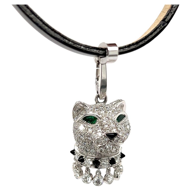 Panthère De Cartier Diamond, Emerald and Onyx Necklace in 18 Karat ...