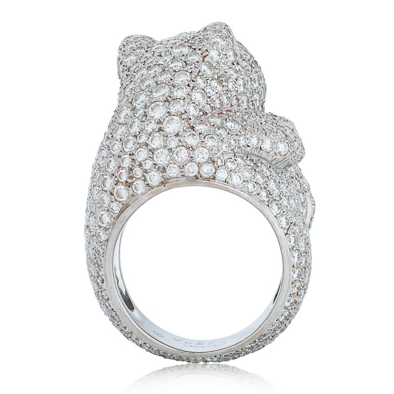 Panthere De Cartier Diamond, Emerald and Onyx Panther Head Ring in 18k ...