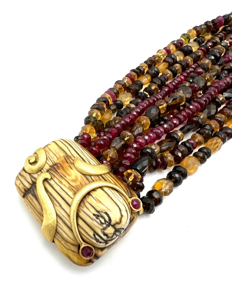 Paola Ferro Yellow Gold and Gemstone Bead Bracelet For Sale at 1stDibs