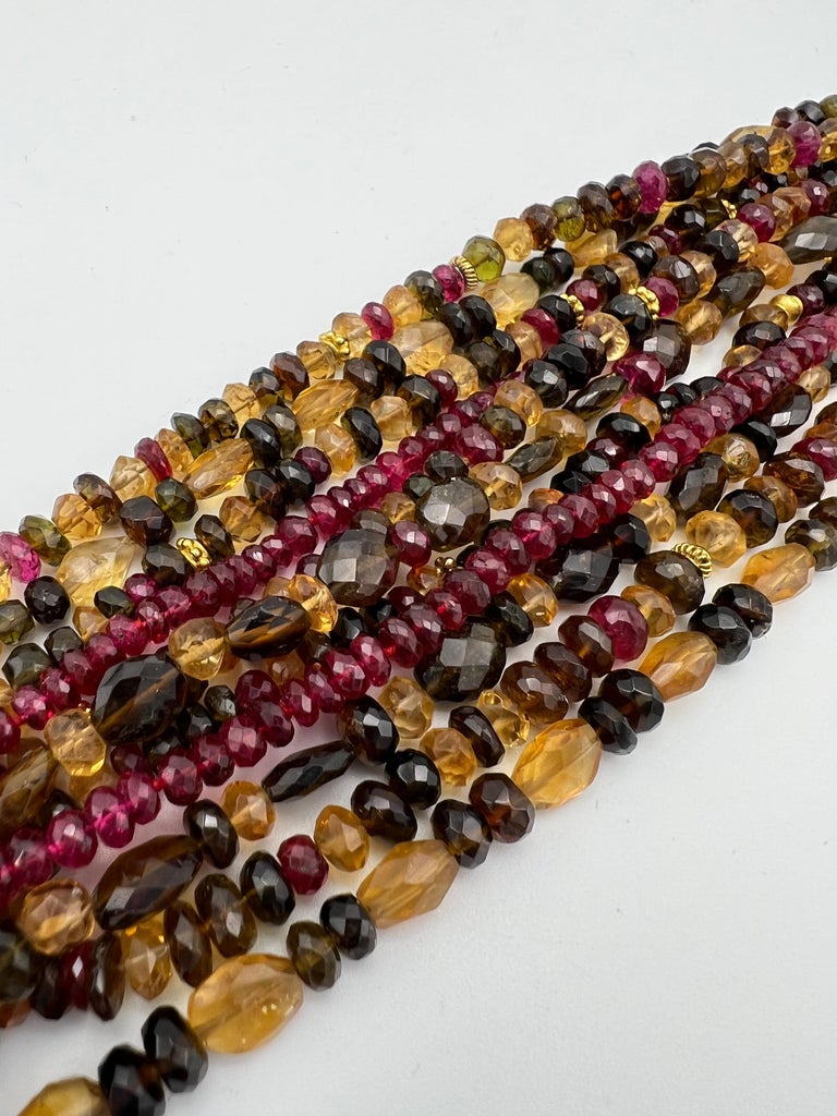 Paola Ferro Yellow Gold and Gemstone Bead Bracelet For Sale at 1stDibs