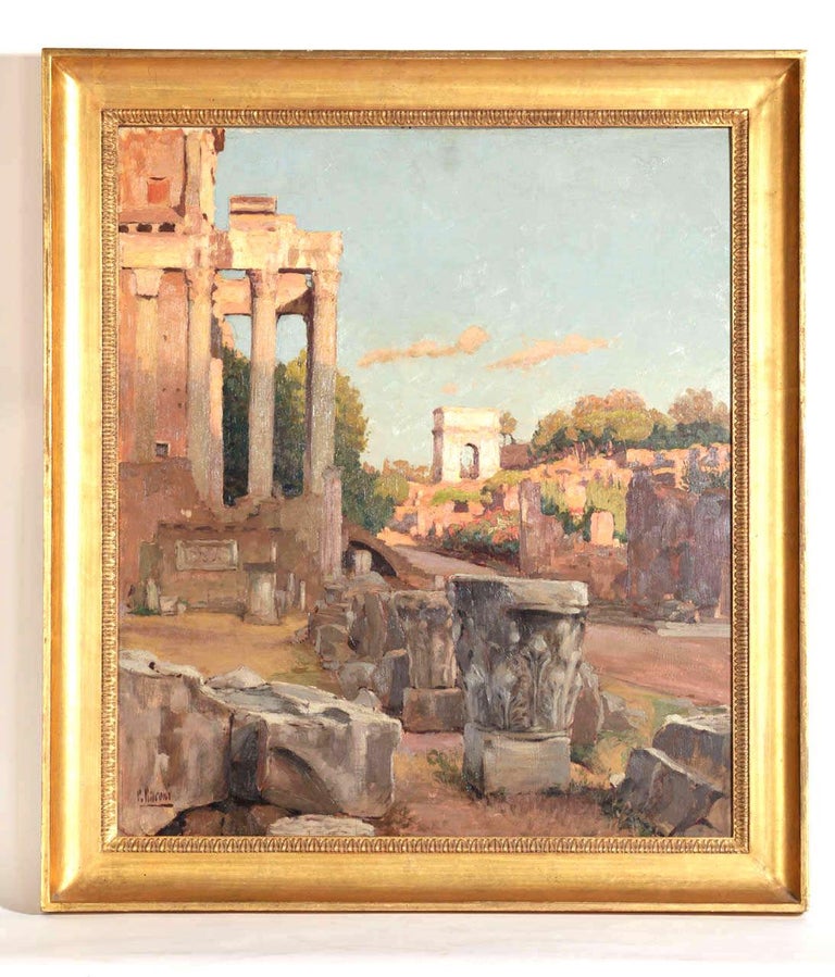 Paolo Baroni - Fine Pair of Classical Roman Landscape Oil on Canvas ...