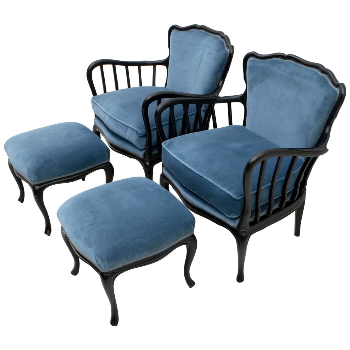 Italian Velvet Art Decò Armchair at 1stDibs