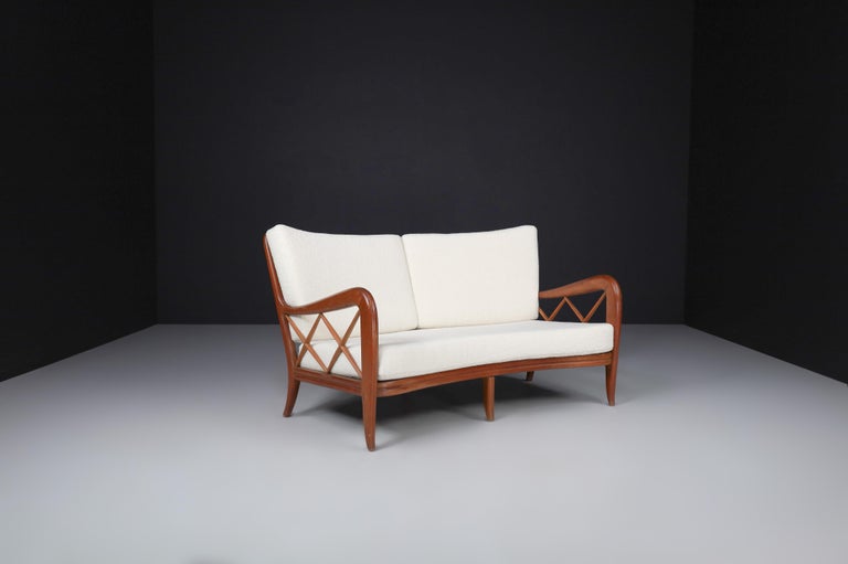 Paolo Buffa Walnut and Teddy Sofa, Italy 1950s. For Sale at 1stDibs