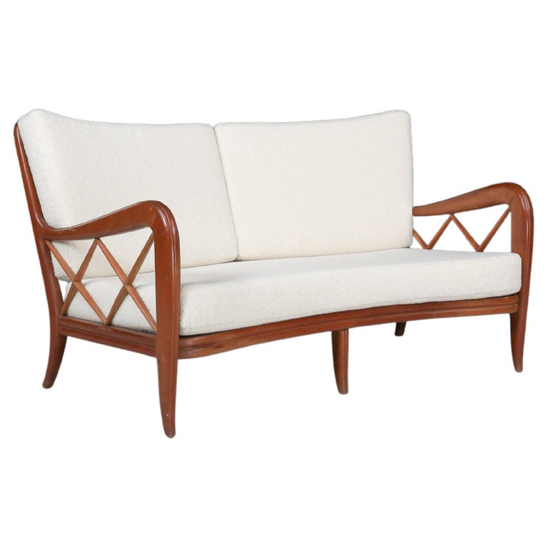Paolo Buffa Walnut and Teddy Sofa, Italy 1950s. For Sale at 1stDibs
