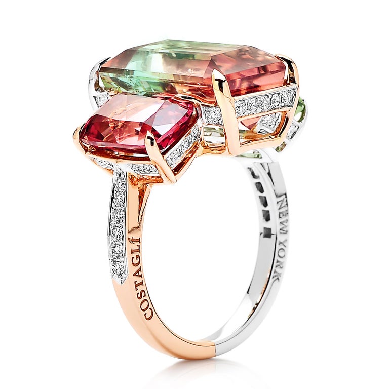 Paolo Costagli Watermelon Tourmaline Ring with Diamonds at 1stDibs ...