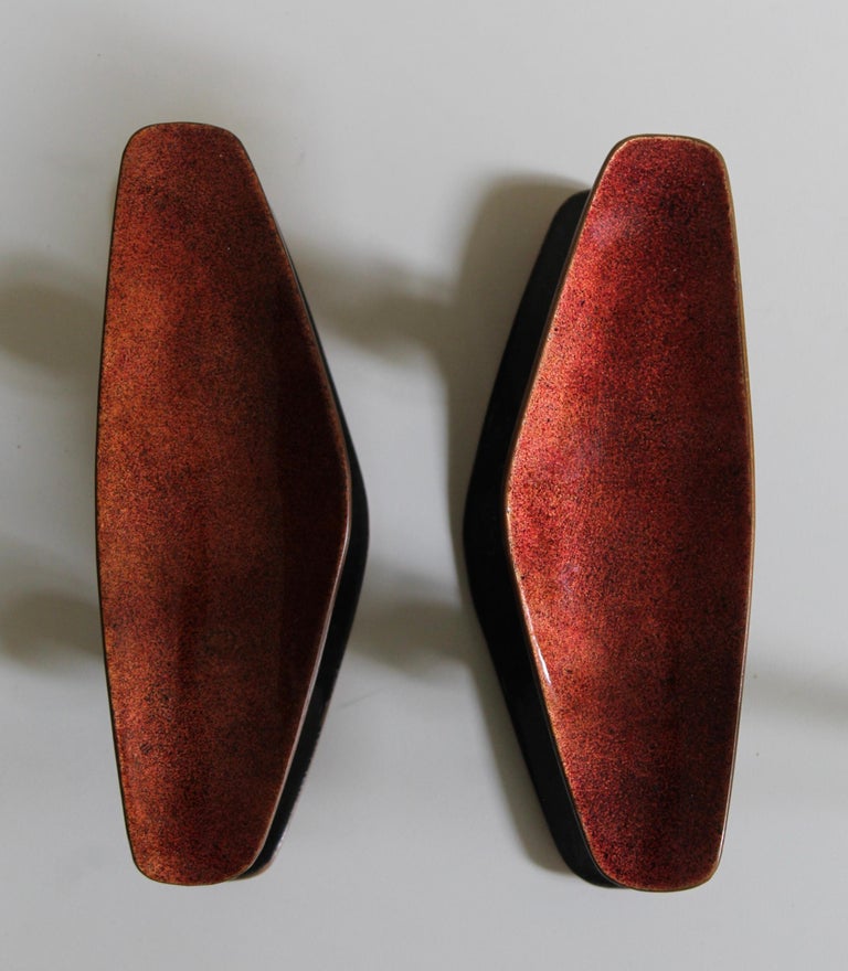 Paolo De Poli, Four Door Handles, Red Black Enameled Copper, Brass ...