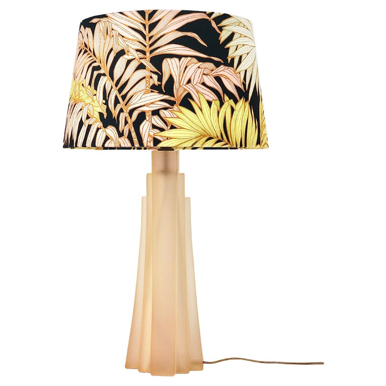 Paolo Gucci Art Deco Skyscraper Table Lamp, Lucite, Brass, Velvet ...