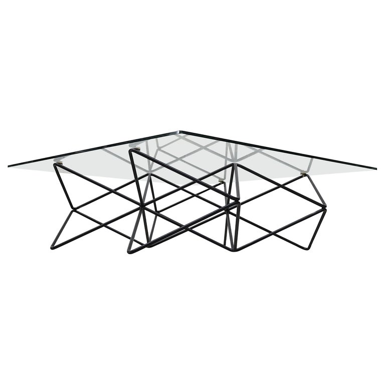 Paolo Piva Style Wire Frame Coffee Table at 1stDibs