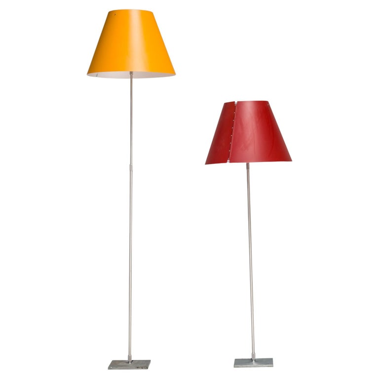 Paolo Rizzatto for Luceplan Red and Yellow Costanza Floor Lamps, Set of ...