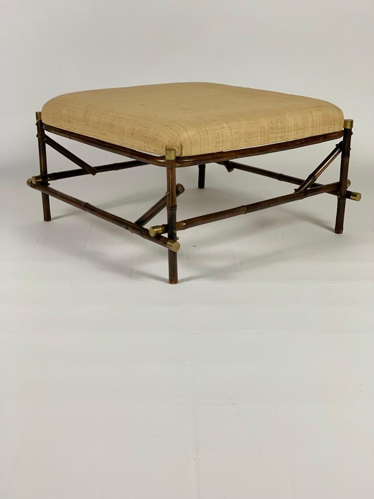 Paolo Traversi Midcentury Pair of Italian Bamboo and Brass Stools For ...