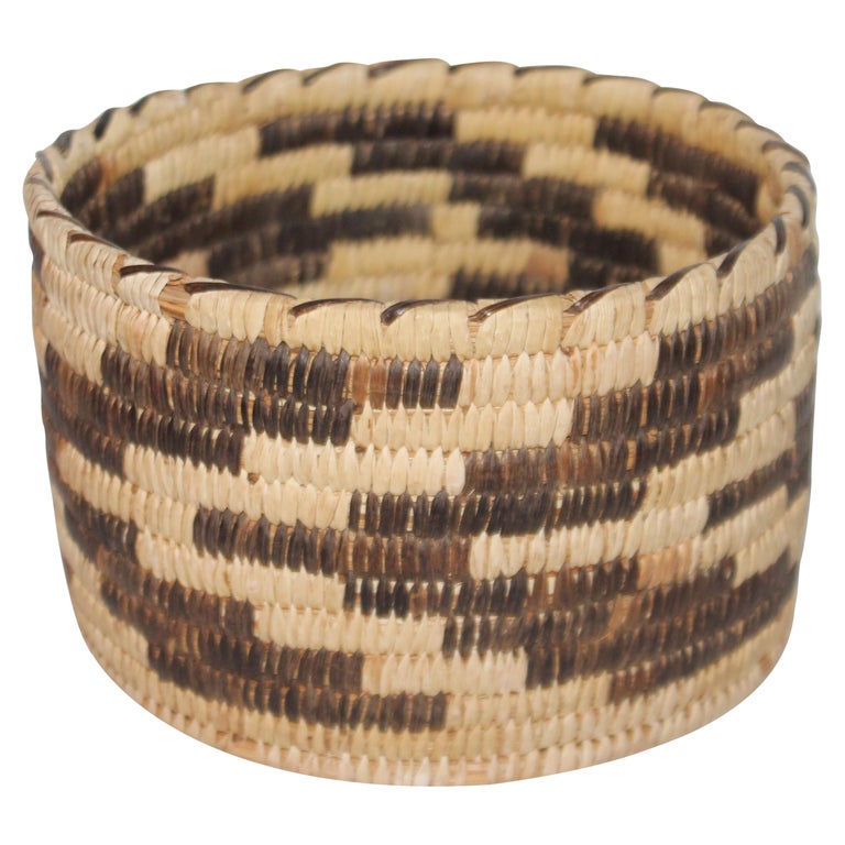 Papago Indian Basket in Geometric Pattern at 1stDibs