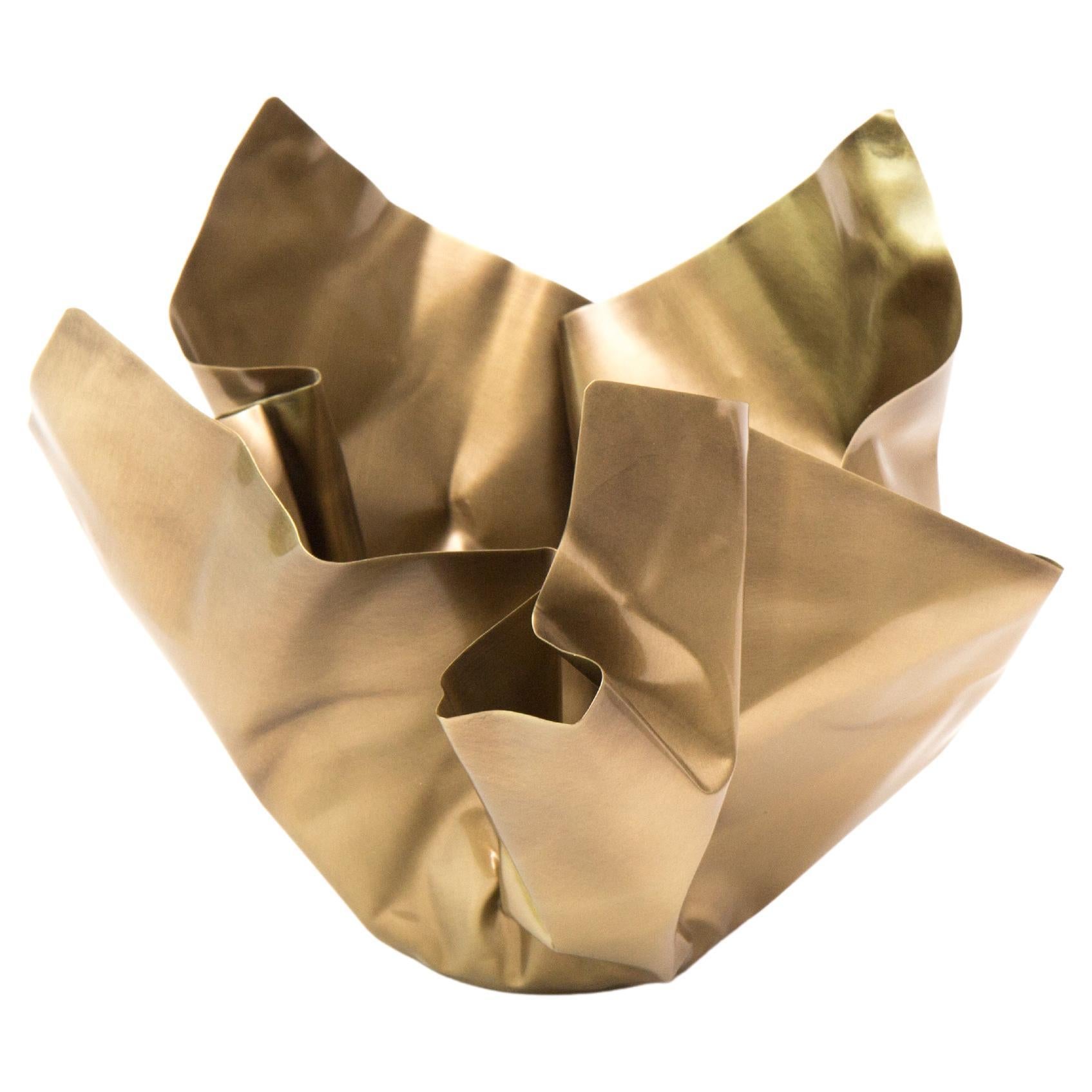 Paper Bowl Two, Made of Crumpled Brass Sheet, Handcrafted and Formed in ...