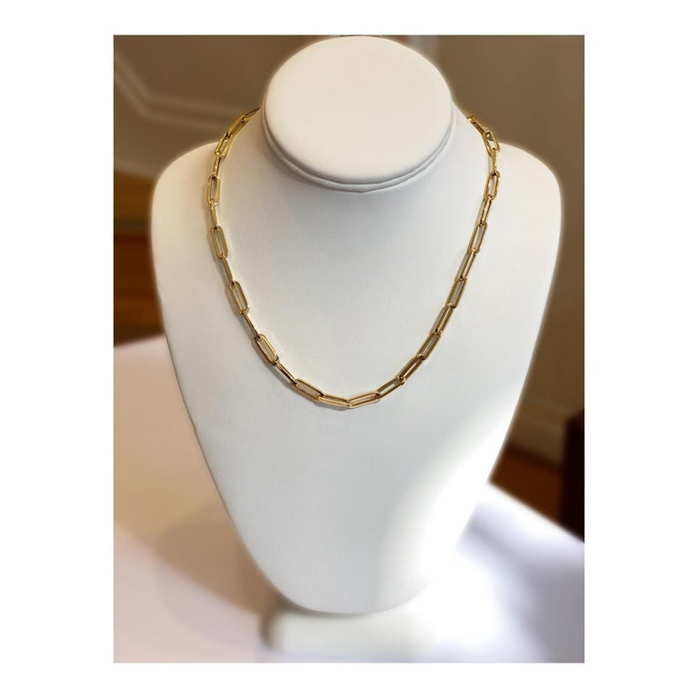 Paper Clip 14K Yellow Gold Necklace 5.3mm For Sale at 1stDibs