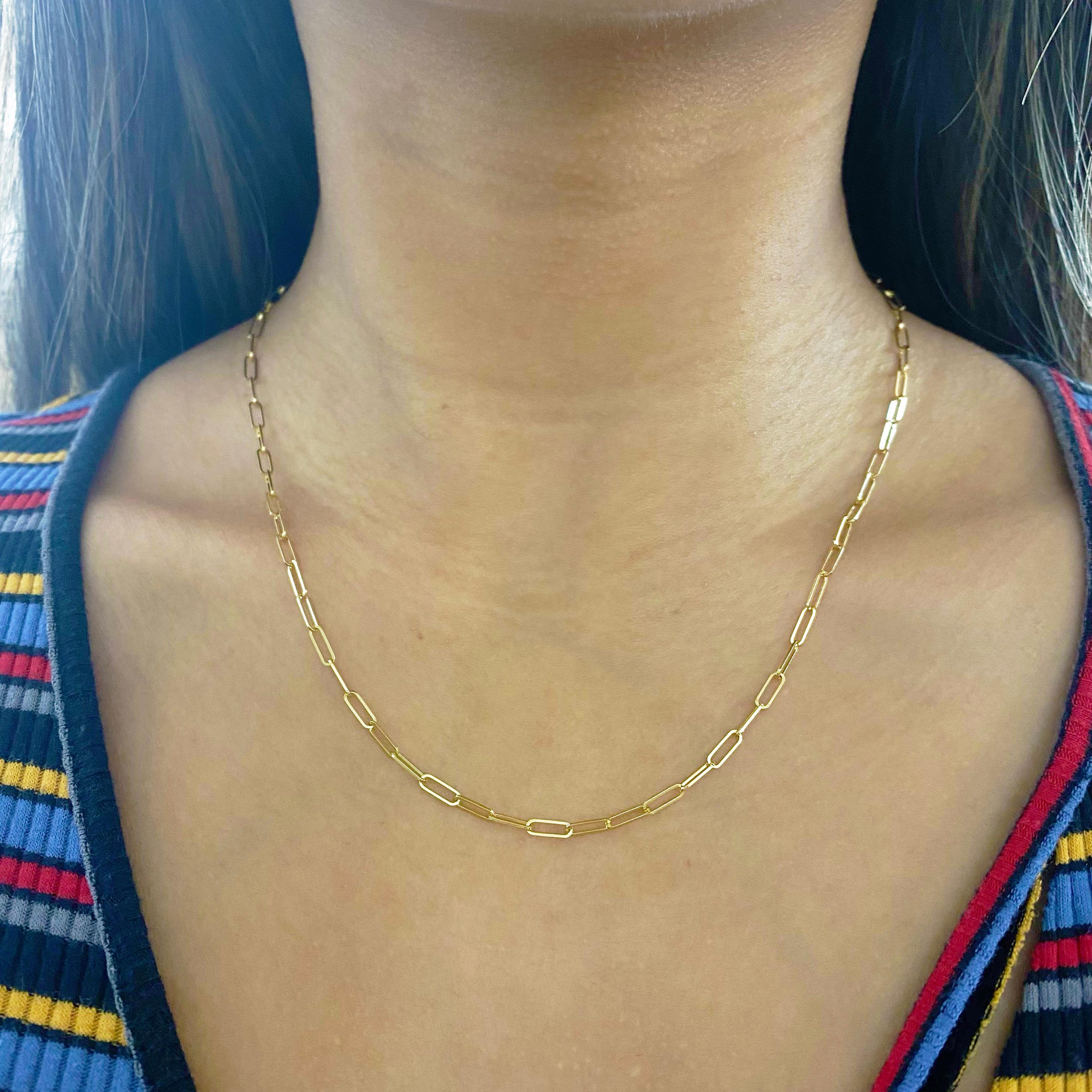 Paper Clip Chain, 14k Yellow Gold, 2.5 mm wide, 18 inches long, Sturdy ...