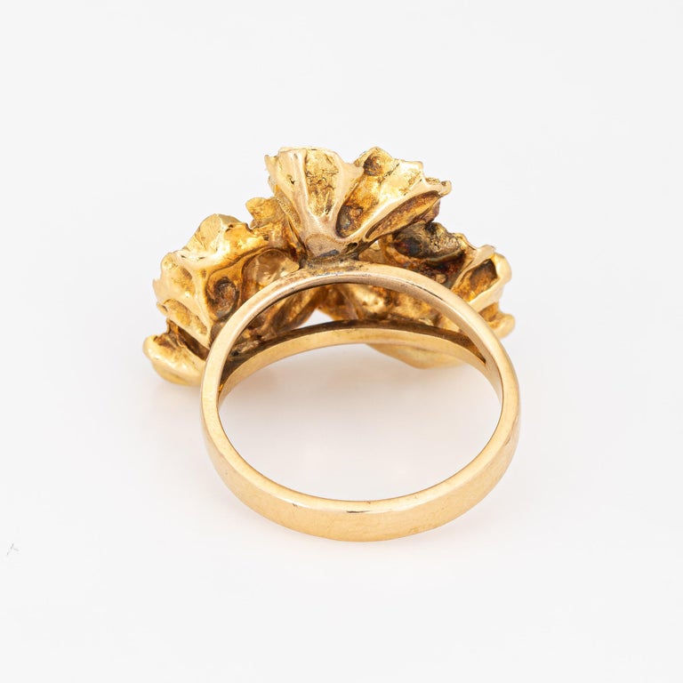 Paper Flowers Gemstone Ring Vintage 18 Karat Yellow Gold Ruby Turquoise ...