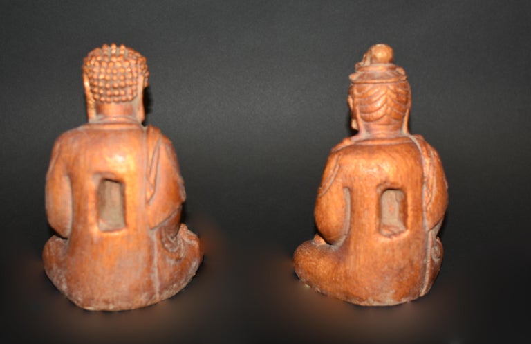 Paper Mache Buddha Statues Set of Two For Sale at 1stDibs