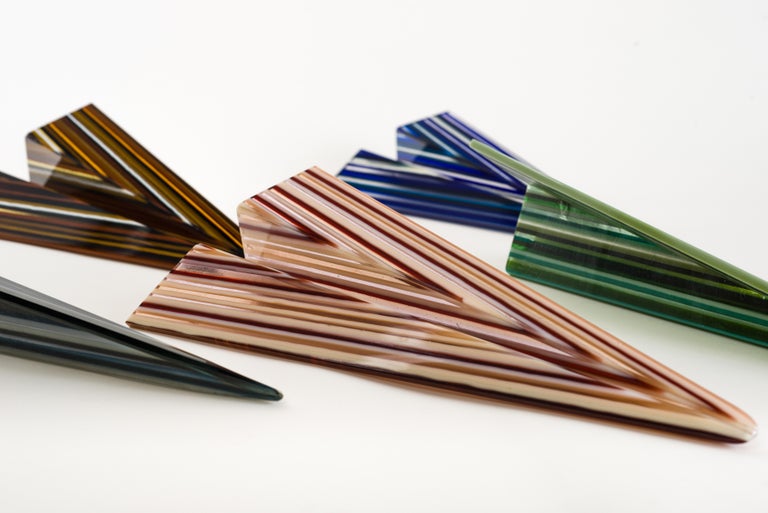 PAPER PLANE Striped Multicolor Sculpture Glass Decoration For Sale at ...