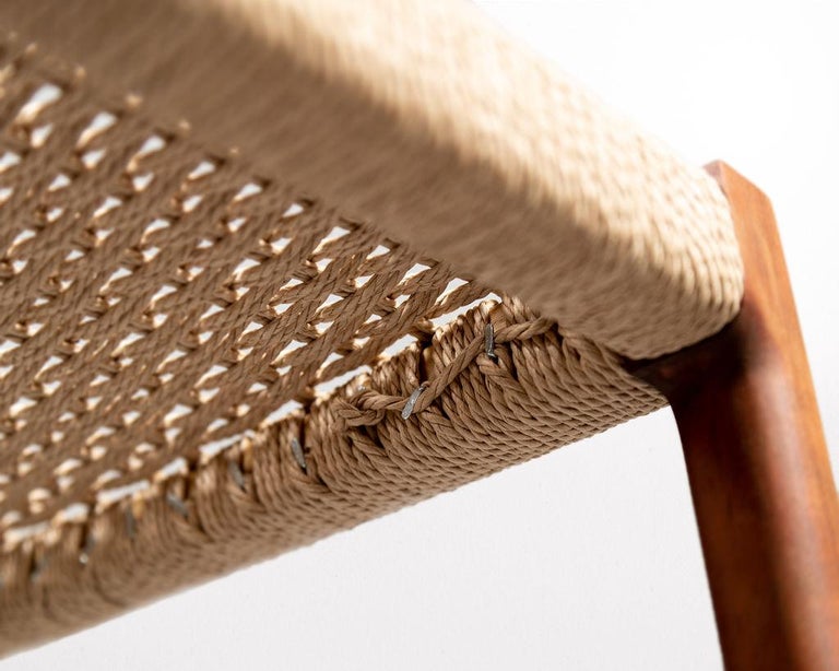 Papyri Stool in Cherry with Handwoven Danish Cord For Sale at 1stDibs