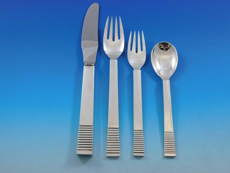 Parallel by Georg Jensen Sterling Silver Flatware Set for 24 Service 388 pieces For Sale at 1stDibs