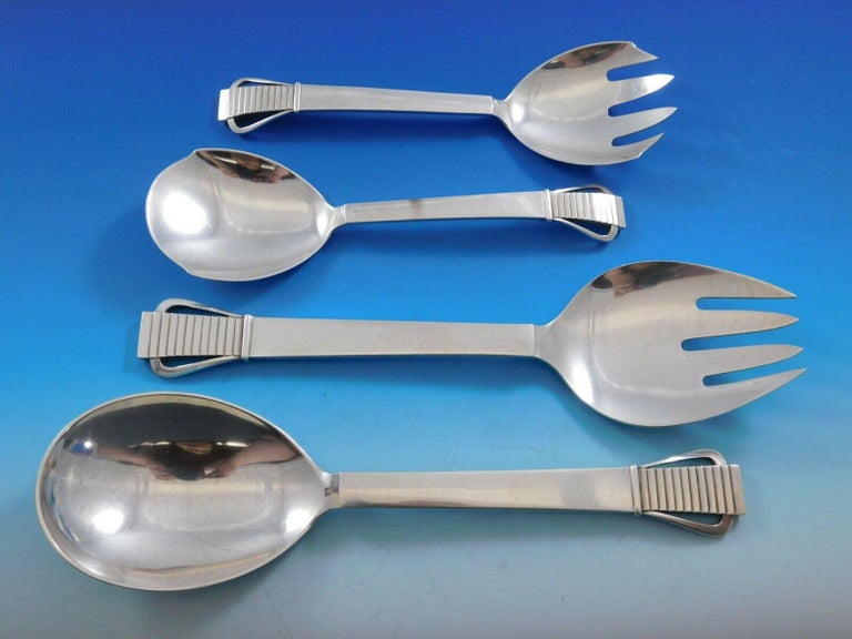 Parallel by Georg Jensen Sterling Silver Flatware Set for 24 Service 388 pieces For Sale at 1stDibs