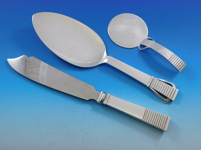 Parallel by Georg Jensen Sterling Silver Flatware Set for 24 Service 388 pieces For Sale at 1stDibs