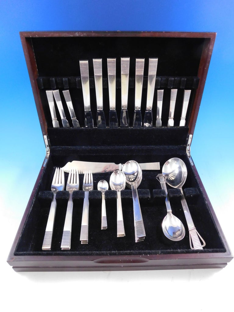 Parallel by Georg Jensen Sterling Silver Flatware Set Service 45 Pcs Dinner at 1stDibs