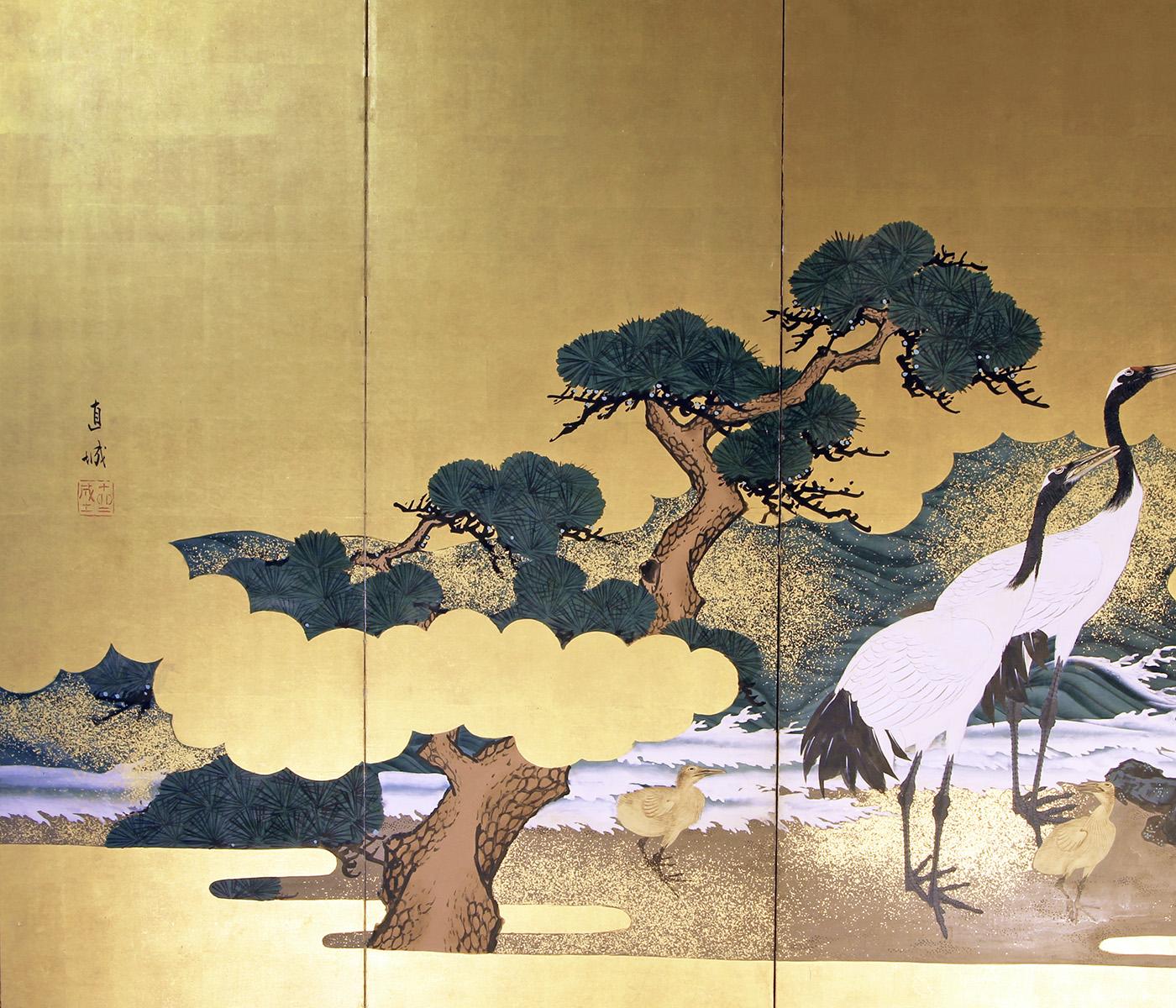 Japanese gold leaf screen For Sale at 1stDibs