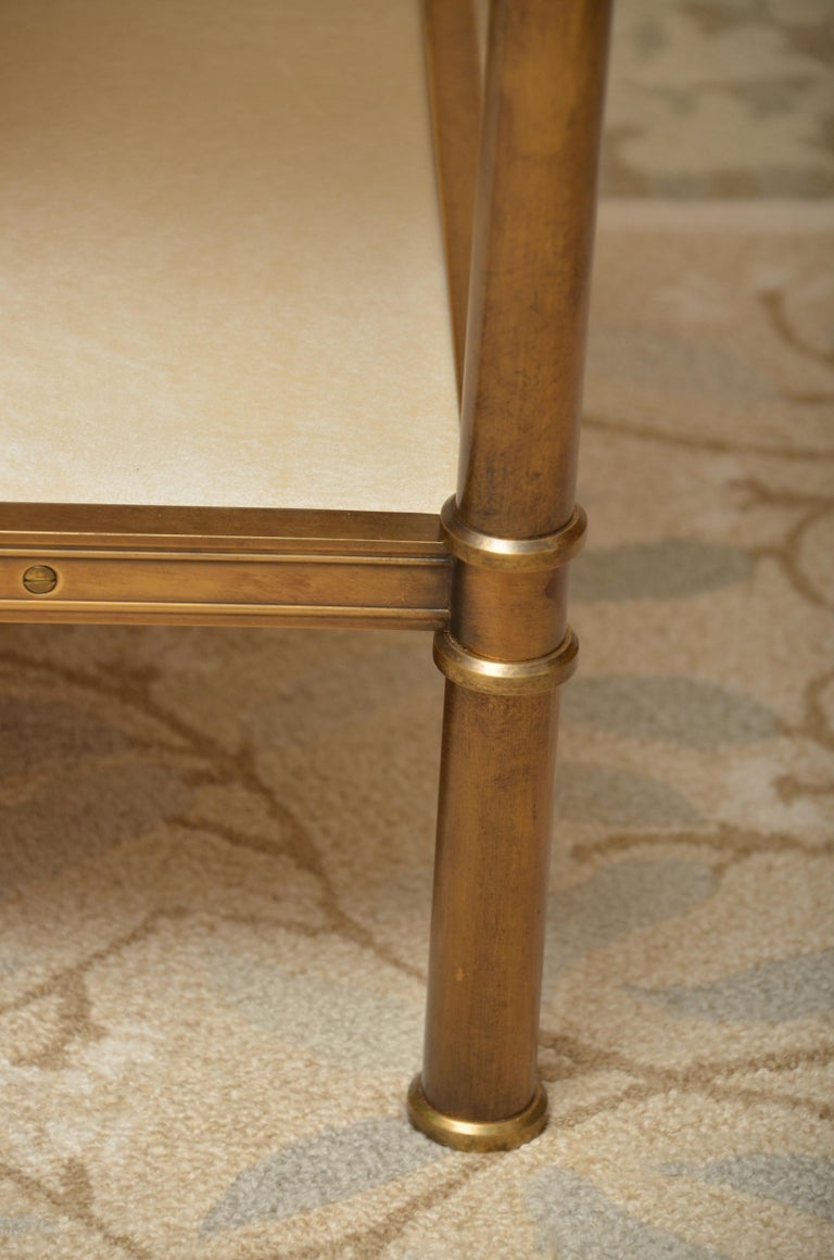 Parchment and Brass Two-Tier Coffee Table at 1stDibs