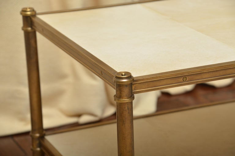 Parchment and Brass Two-Tier Coffee Table at 1stDibs