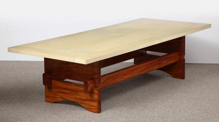 Parchment and Walnut Coffee Table For Sale at 1stDibs