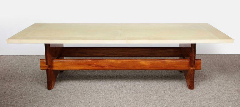Parchment and Walnut Coffee Table For Sale at 1stDibs